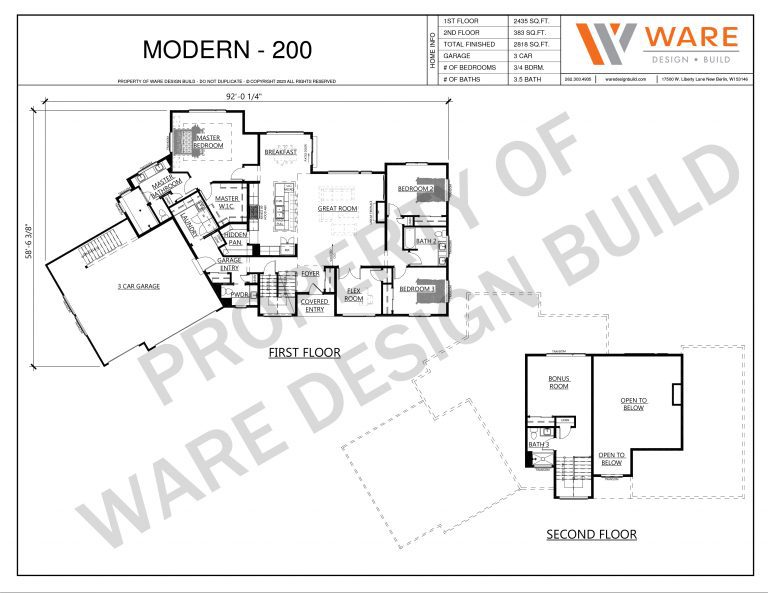Modern 2 Story Plans 200 - Ware Design Build