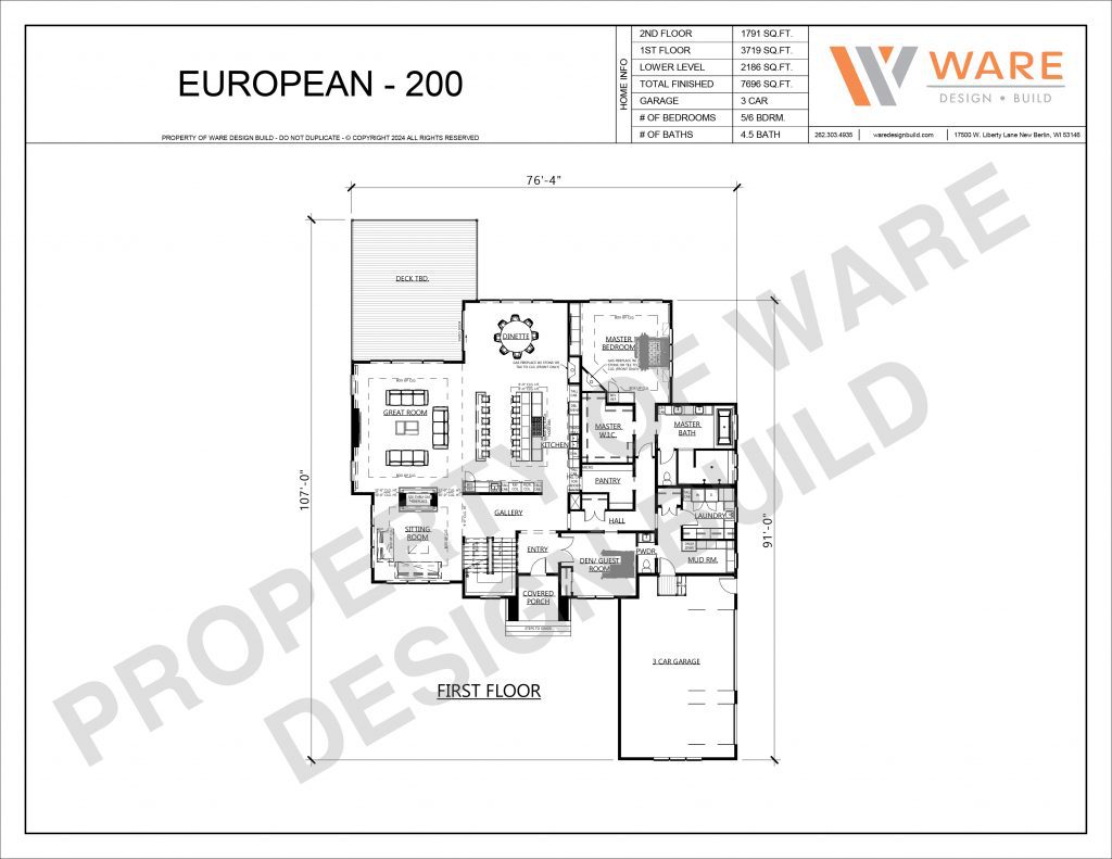 European 2 Story Plans 200 - Ware Design Build